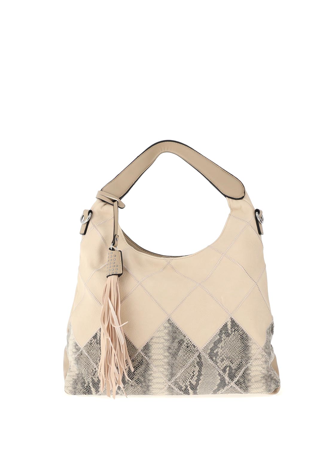 Zen Collection Hobo Snake Print Shoulder Bag, Beige - McElhinneys