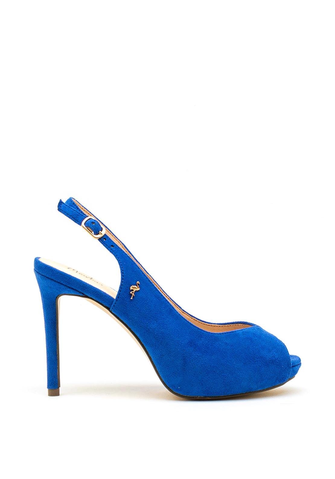Menbur Suede Peep Toe Sling Back Heels, Blue - McElhinneys