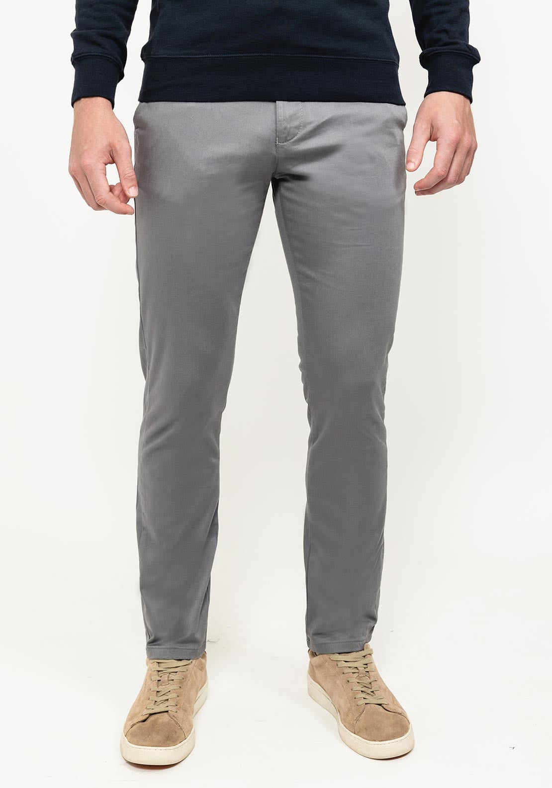 Tom Penn Casual Fit Chino, Light Grey - McElhinneys