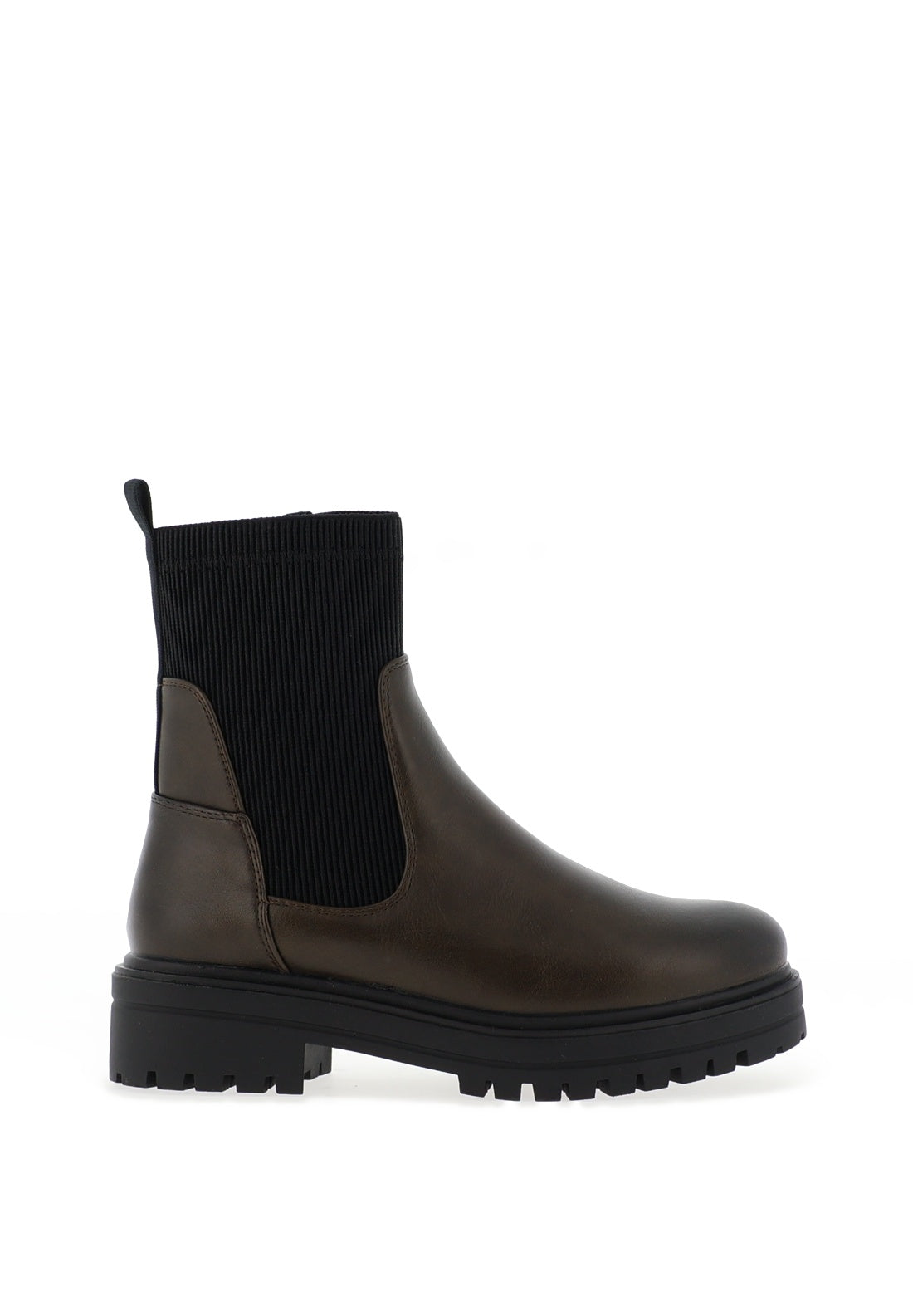 Millie & Co. Cleo Ribbed Panel Boots, Khaki - McElhinneys