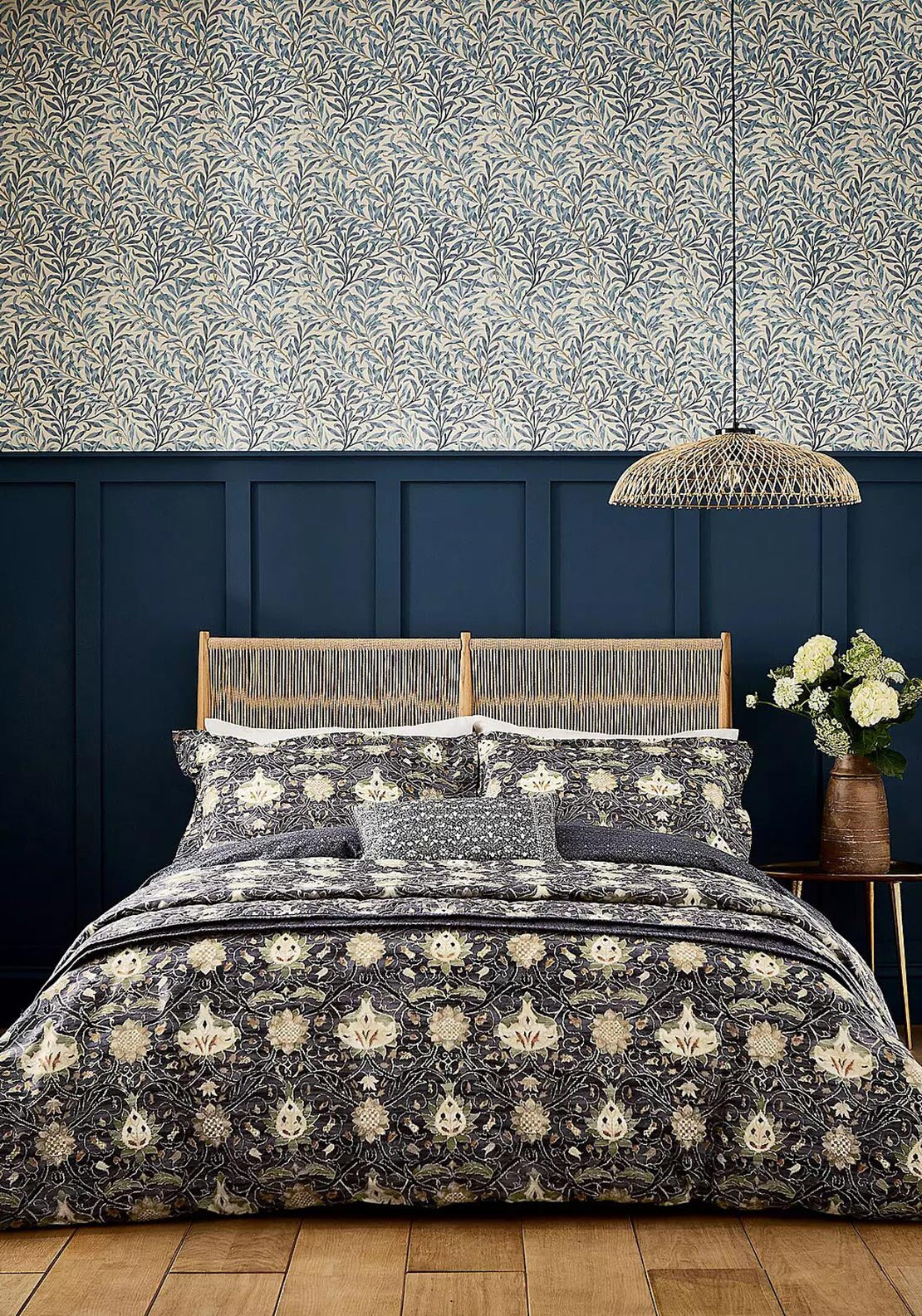 Morris & Co. Montreal Double Duvet Set, Indigo & Slate - McElhinneys