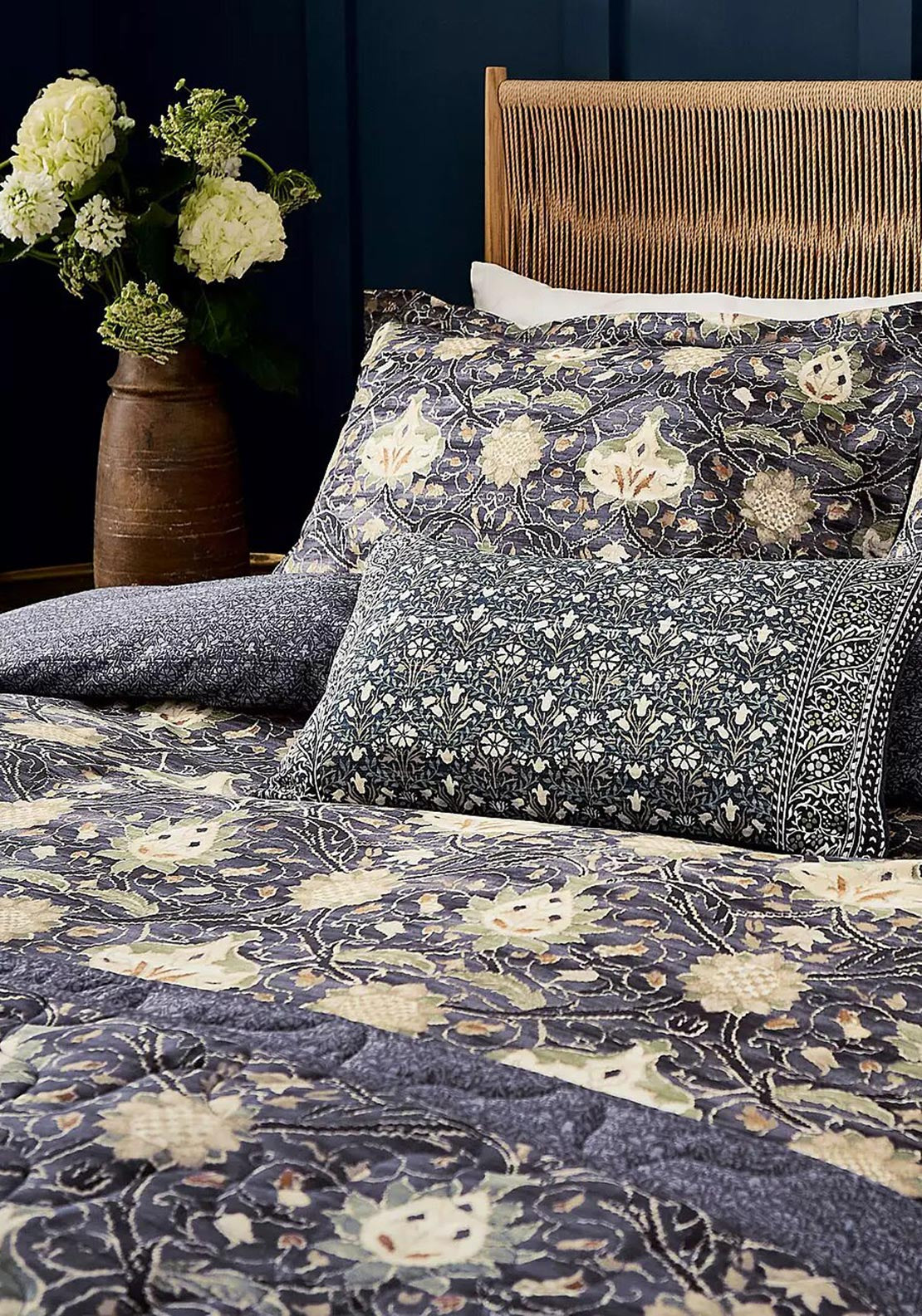 Morris & Co. Montreal Quilted Throw, Indigo & Slate - McElhinneys