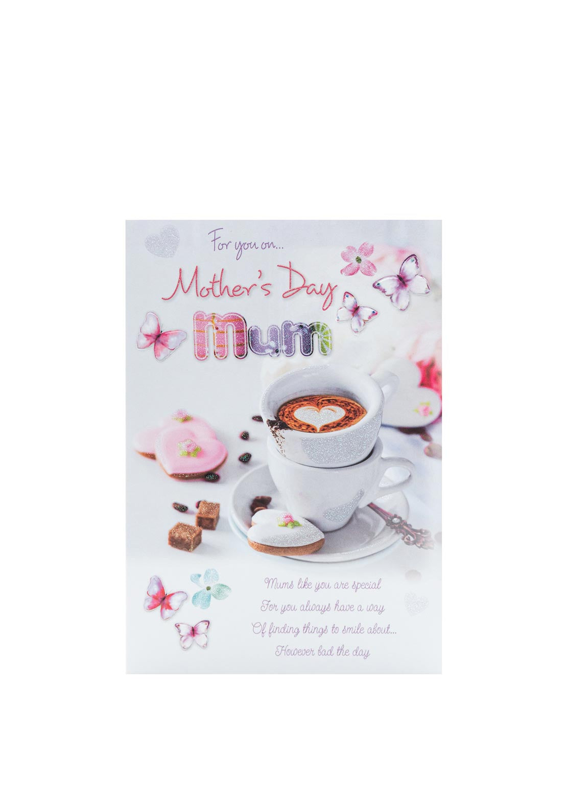 3-D Mother’s Day Card For Mum 6x9, White Glitter - McElhinneys