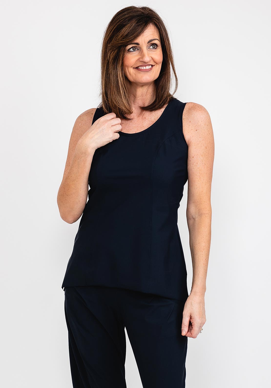 Naya Flare Hem Tank Top, Navy - McElhinneys