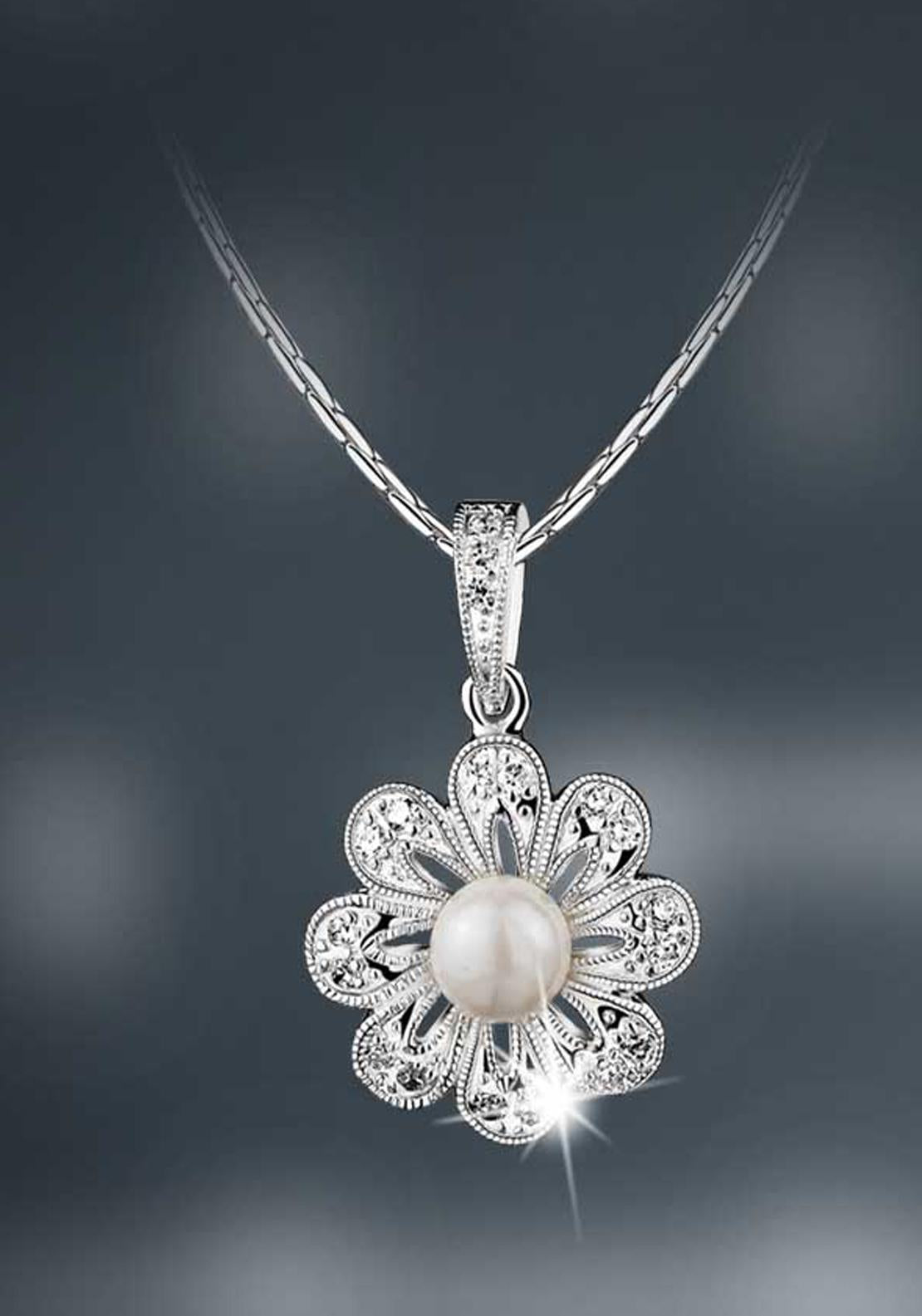 Newbridge Princess Grace Collection Vintage Floral Pendant, Pearl ...