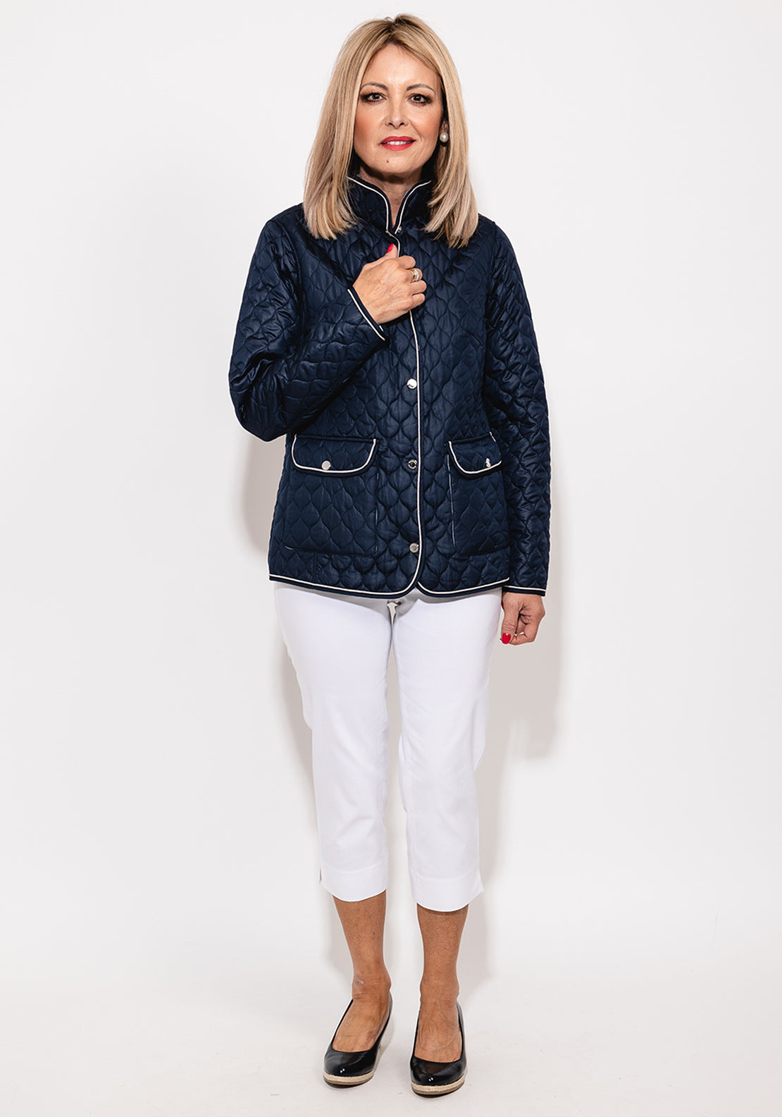 Normann Light Quilted Reversible Jacket, Navy Multi - McElhinneys