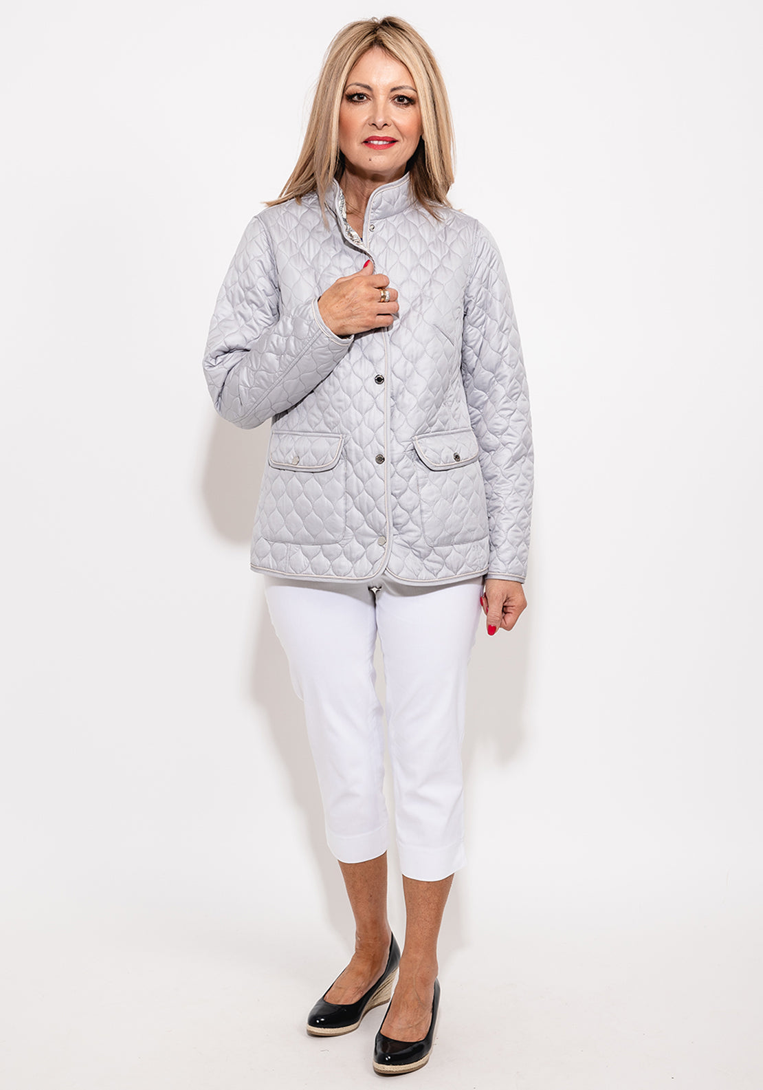 Normann Light Quilted Reversible Jacket, Silver Multi - McElhinneys