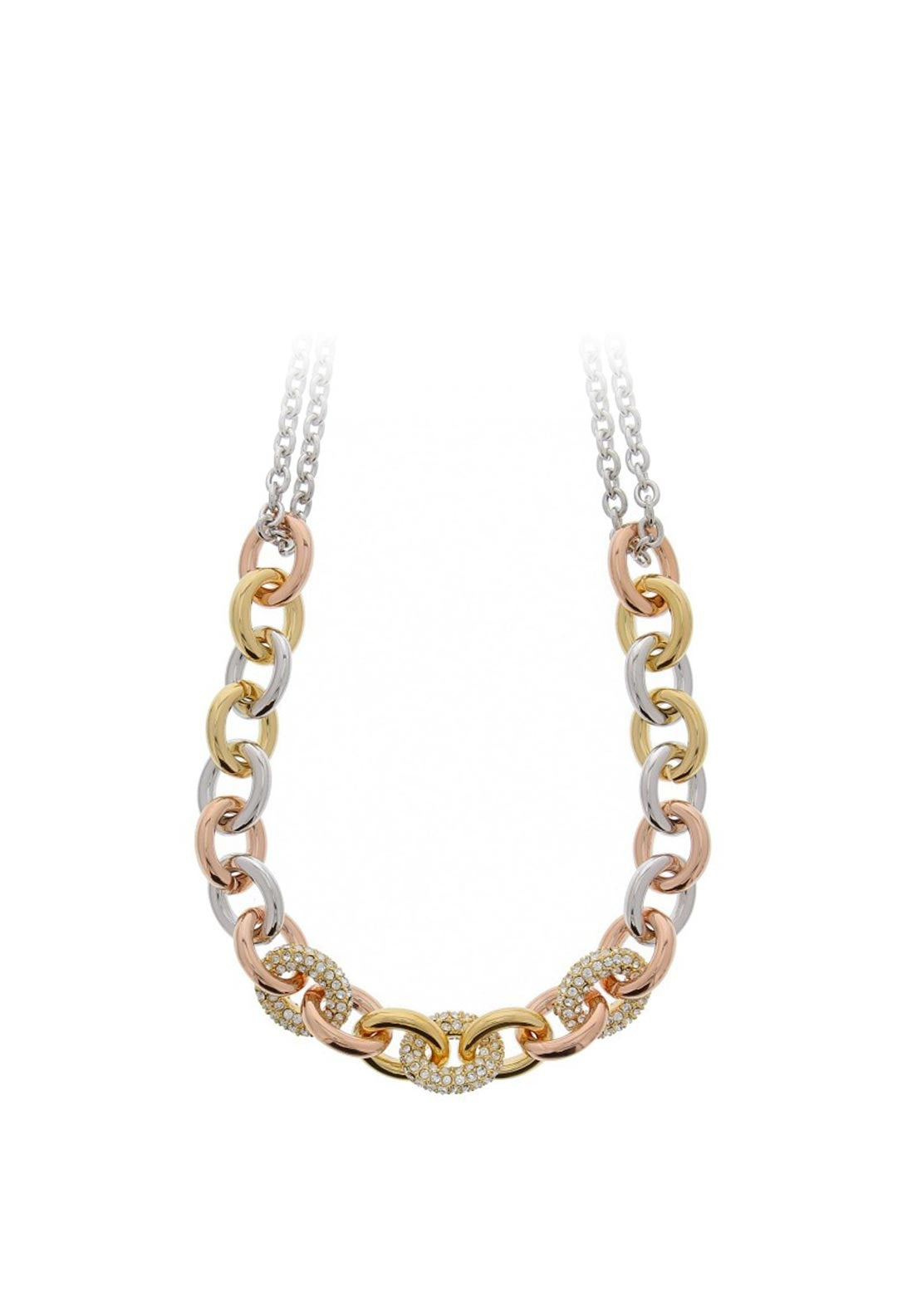 Nour London Chucky Pave Chain Necklace, Silver Mix - McElhinneys