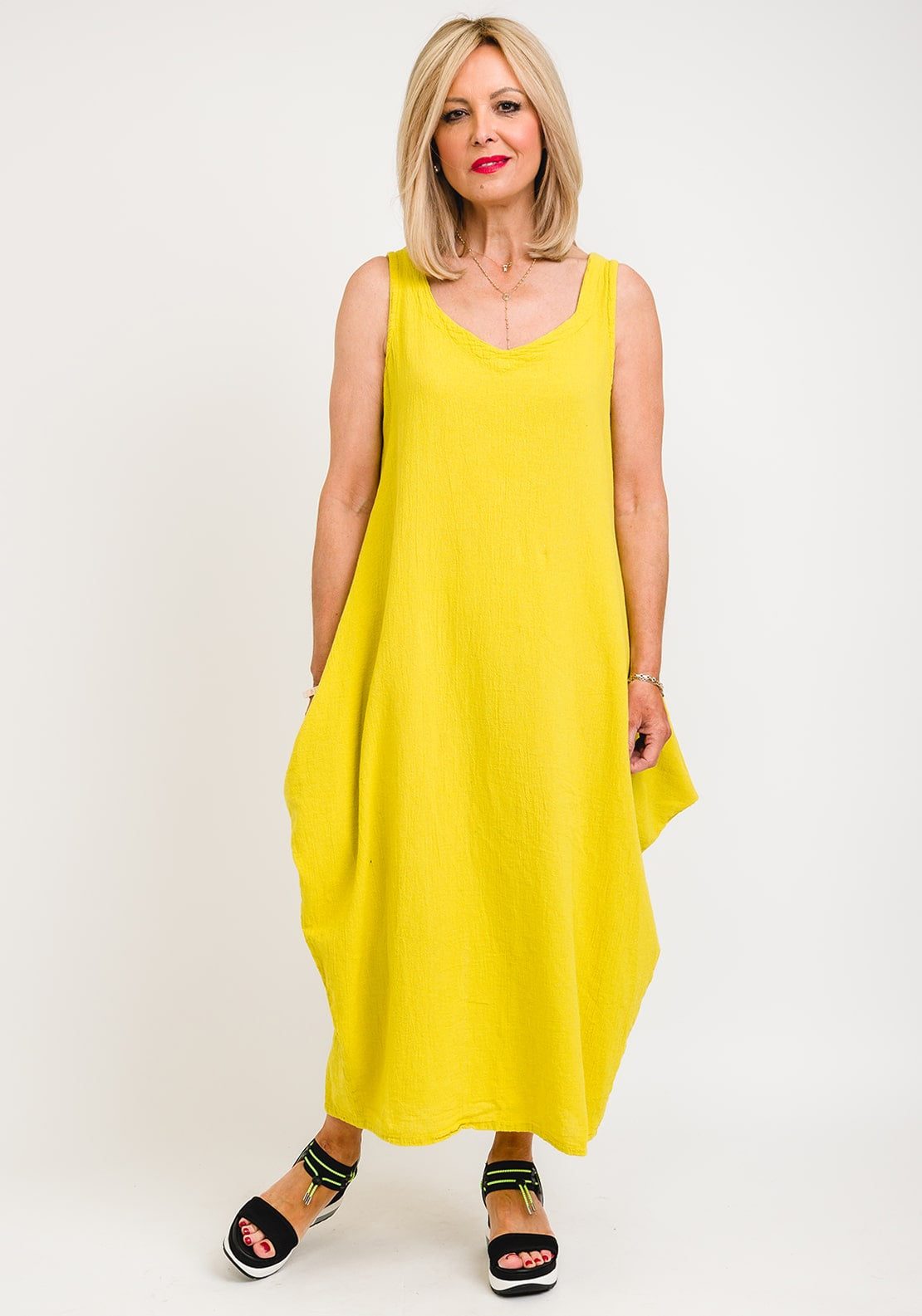 One Life Moana Sleeveless Cowl Skirt Dress, Lime - McElhinneys