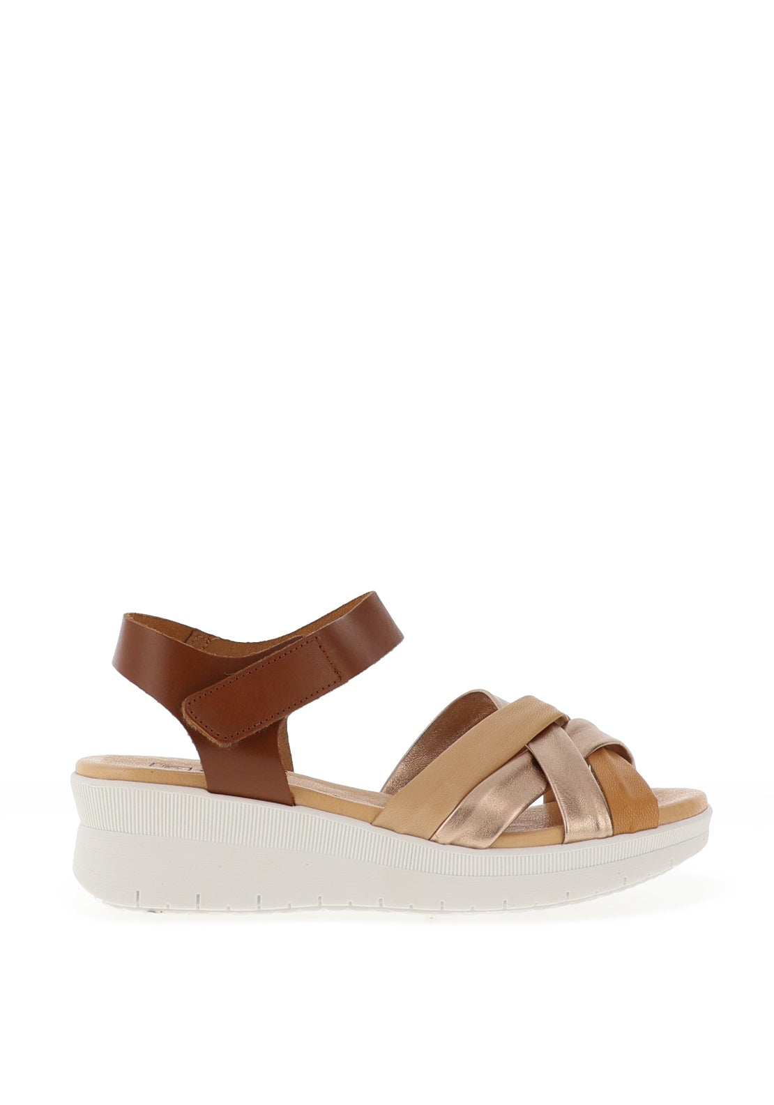 Pitillos Leather Cross Over Strap Sandals, Tan Multi - McElhinneys