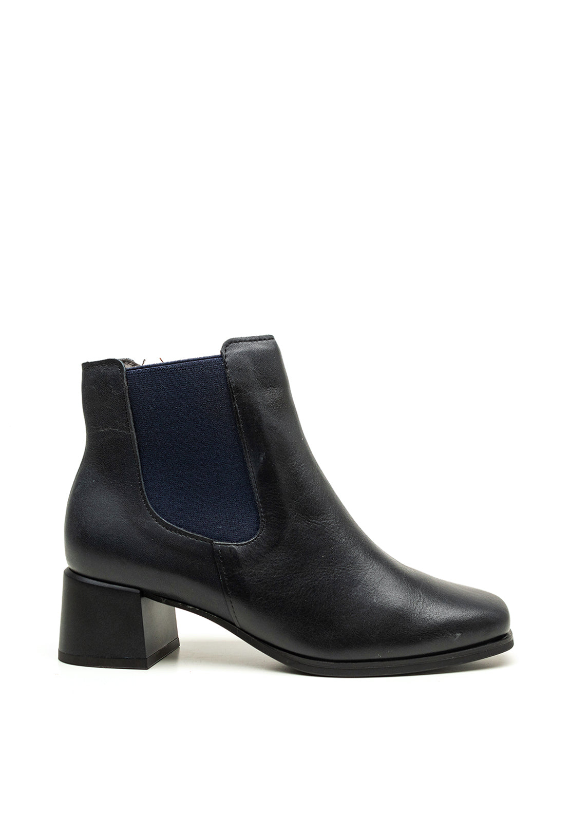 Pitillos Block Heel Chelsea Boot, Navy - McElhinneys