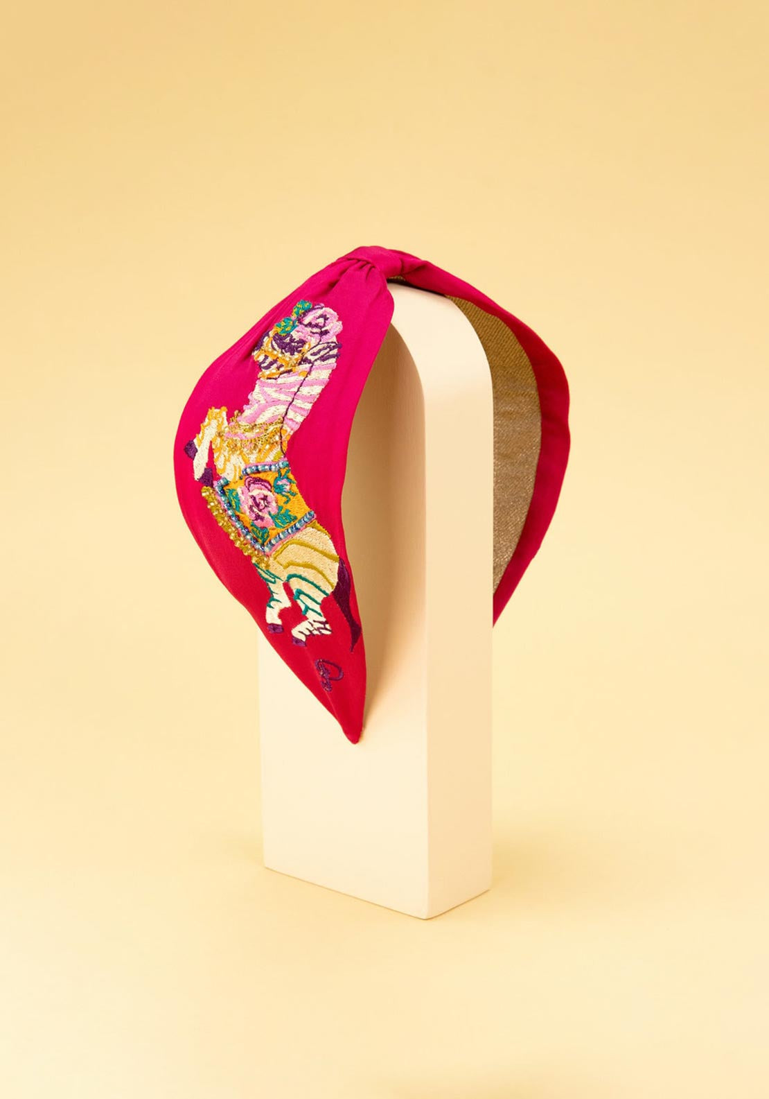 Powder Embroidered Zebra Carnival Headband, Fuchsia - McElhinneys