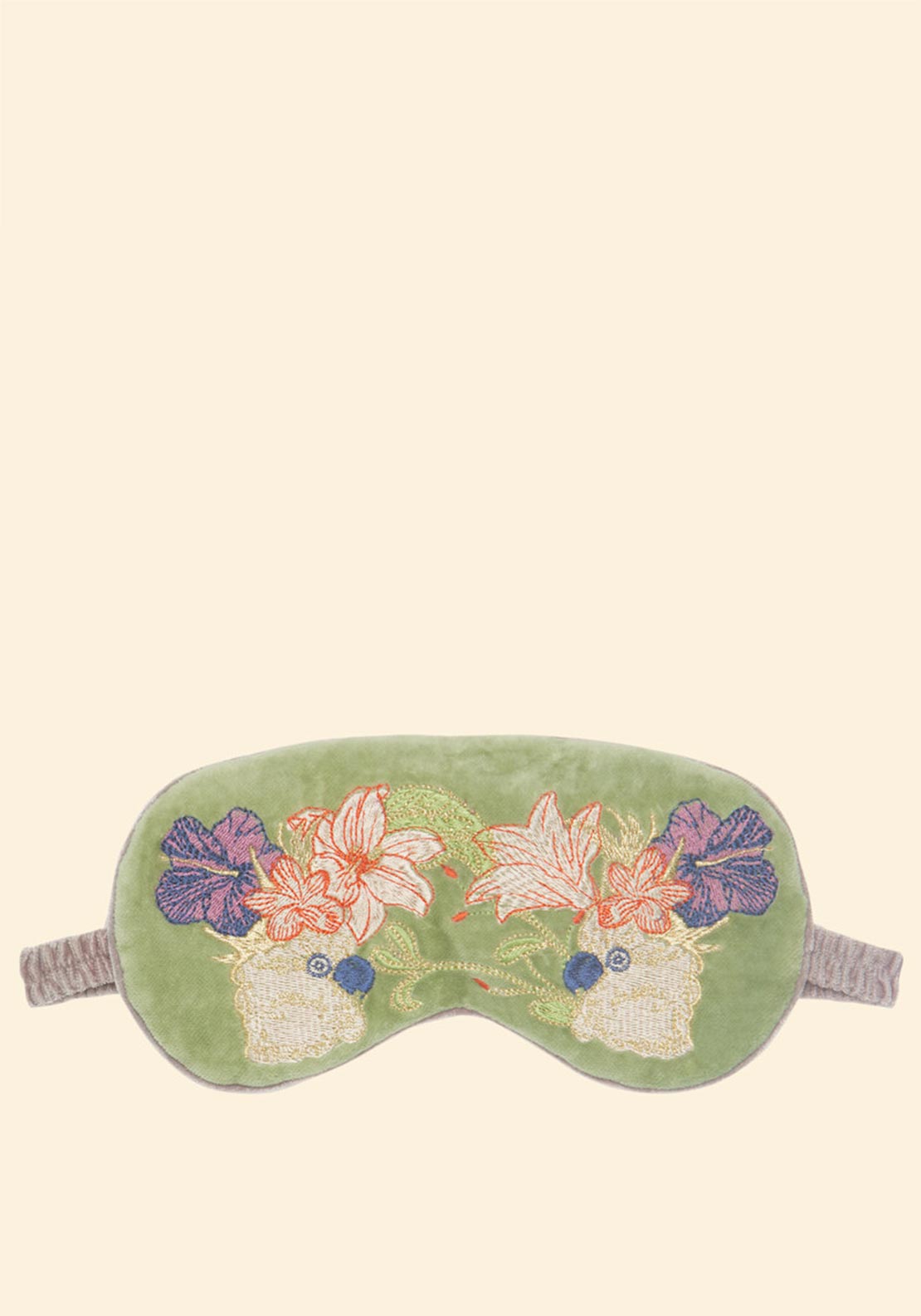 Powder Luxury Lavender Velvet Cockatoo Eye Mask, Sage - McElhinneys