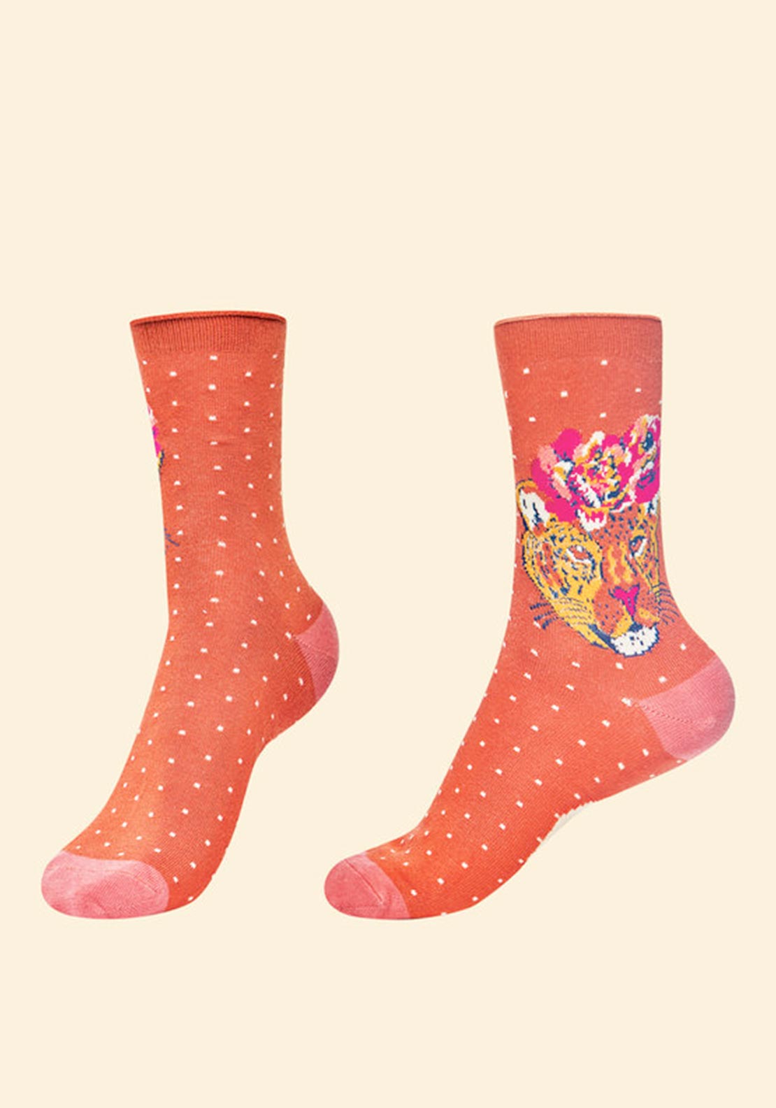 Powder Sassy Leopard Socks, Terracotta - McElhinneys