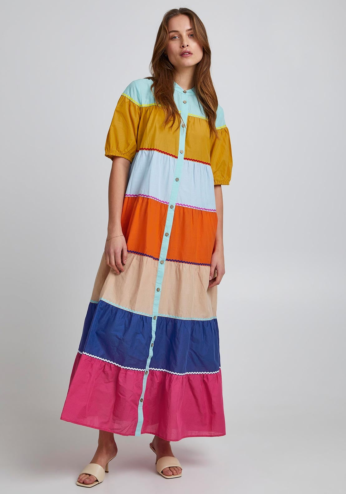 Pulz Sienna Tiered Maxi Dress, Multi - McElhinneys