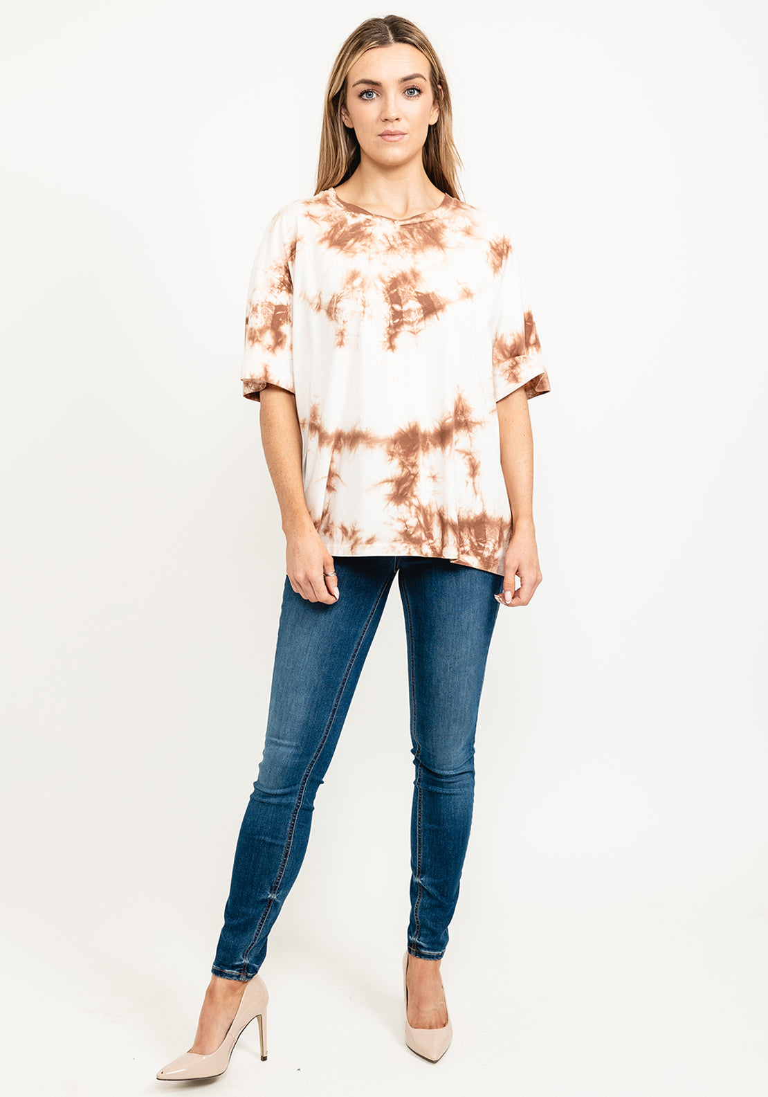 Pulz Maria Tie Dye T-Shirt, Ash Rose - McElhinneys