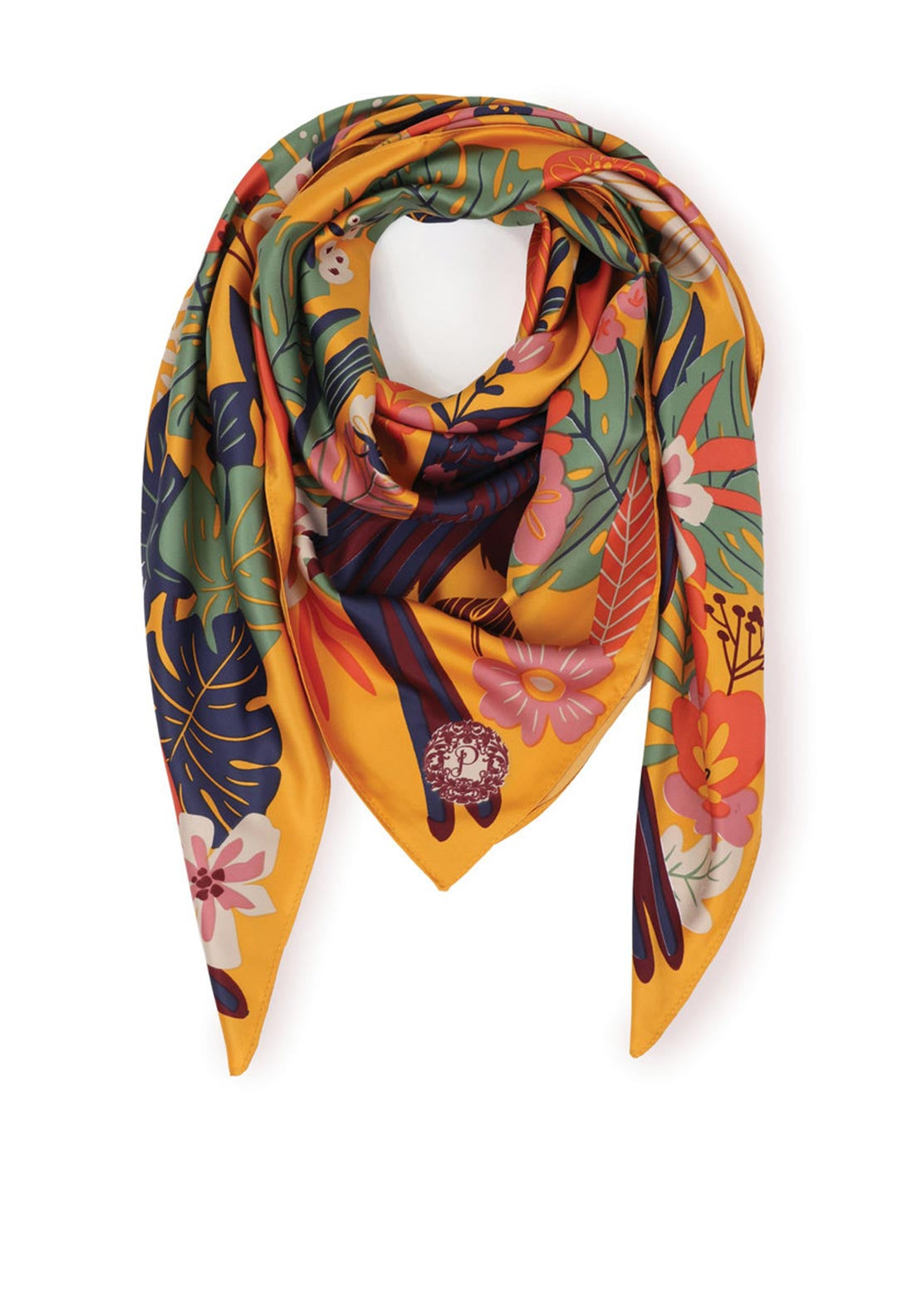 Powder Toucan Satin Neck Scarf, Mustard - McElhinneys