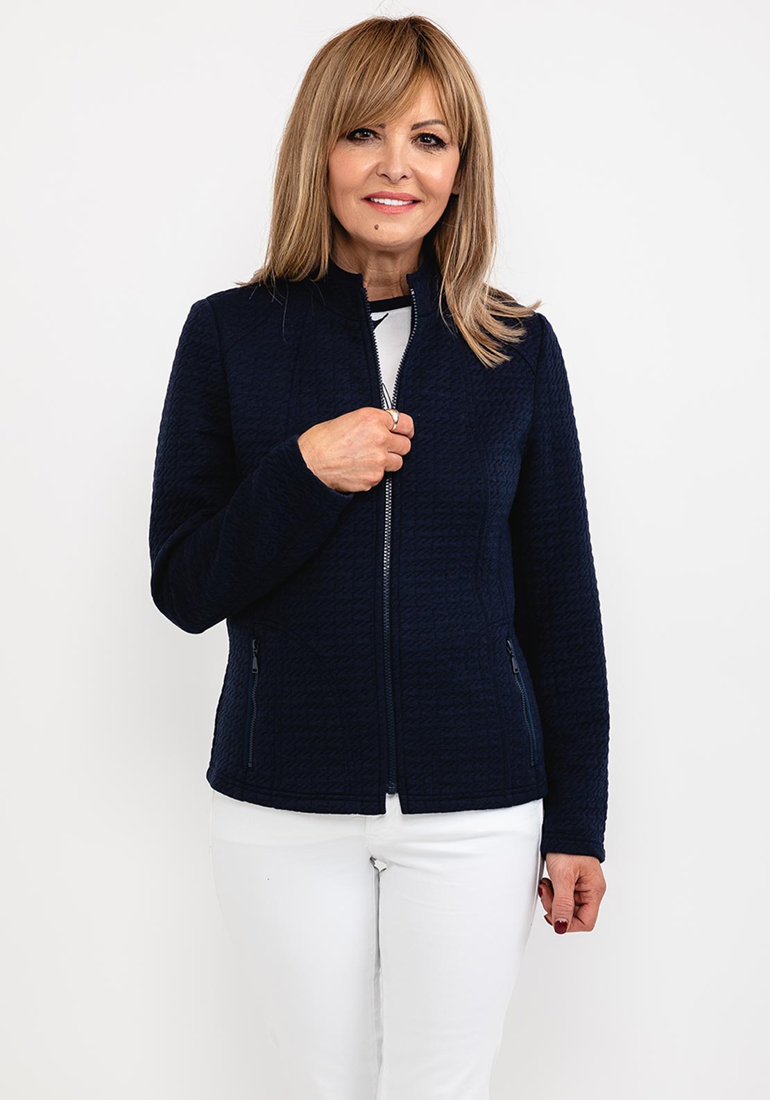 Rabe Textured Short Jersey Zip Jacket, Navy - McElhinneys