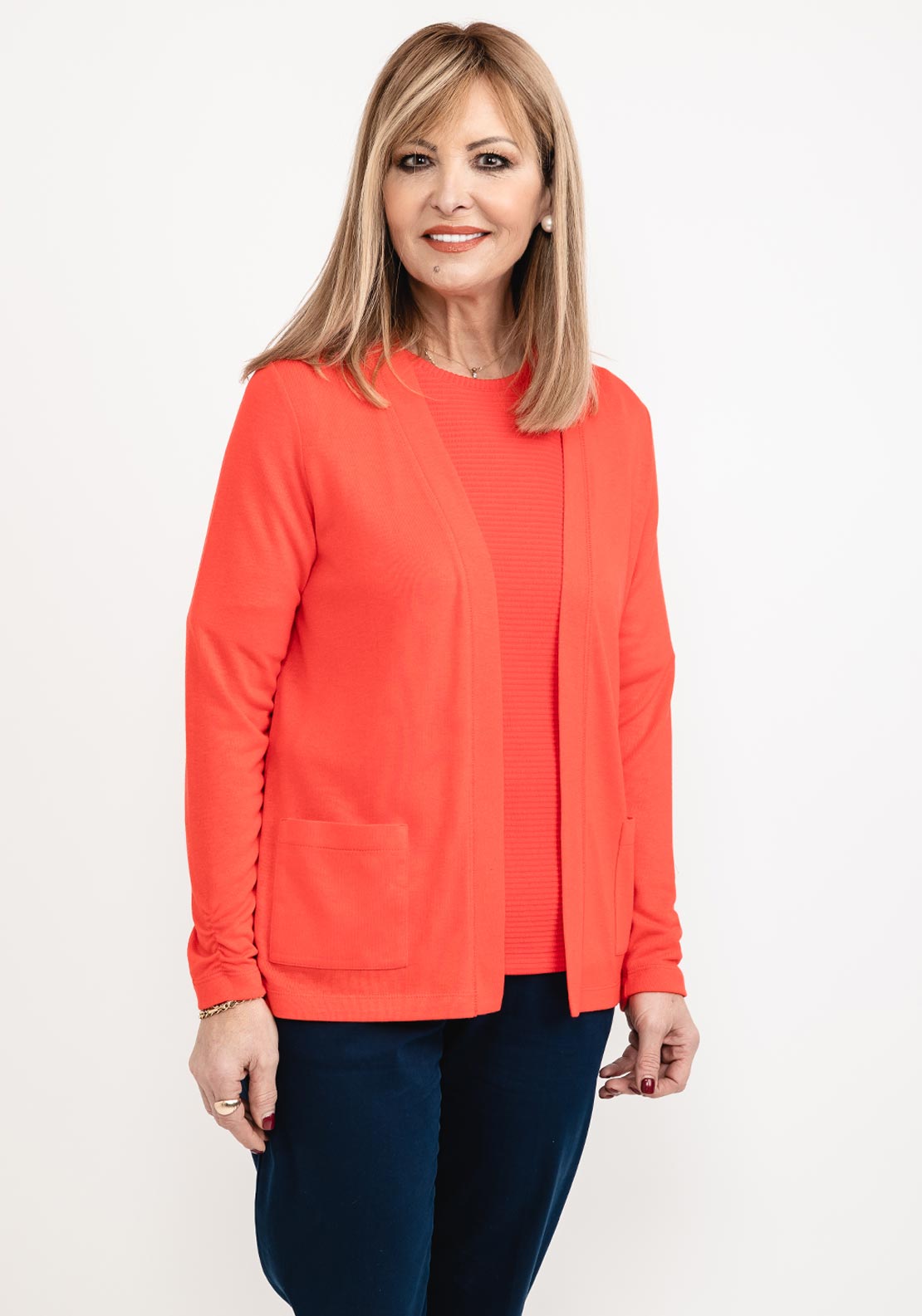 Rabe Fine Short Open Cardigan, Red - McElhinneys