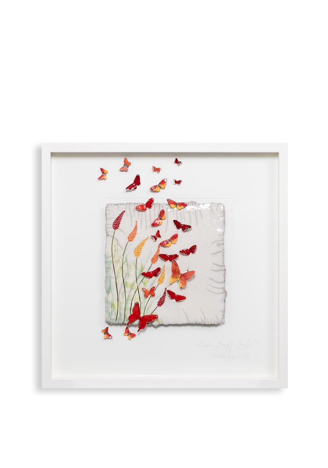 Rebeka Kahn Butterfly Live Laugh Love Large Ceramic Artwork - McElhinneys