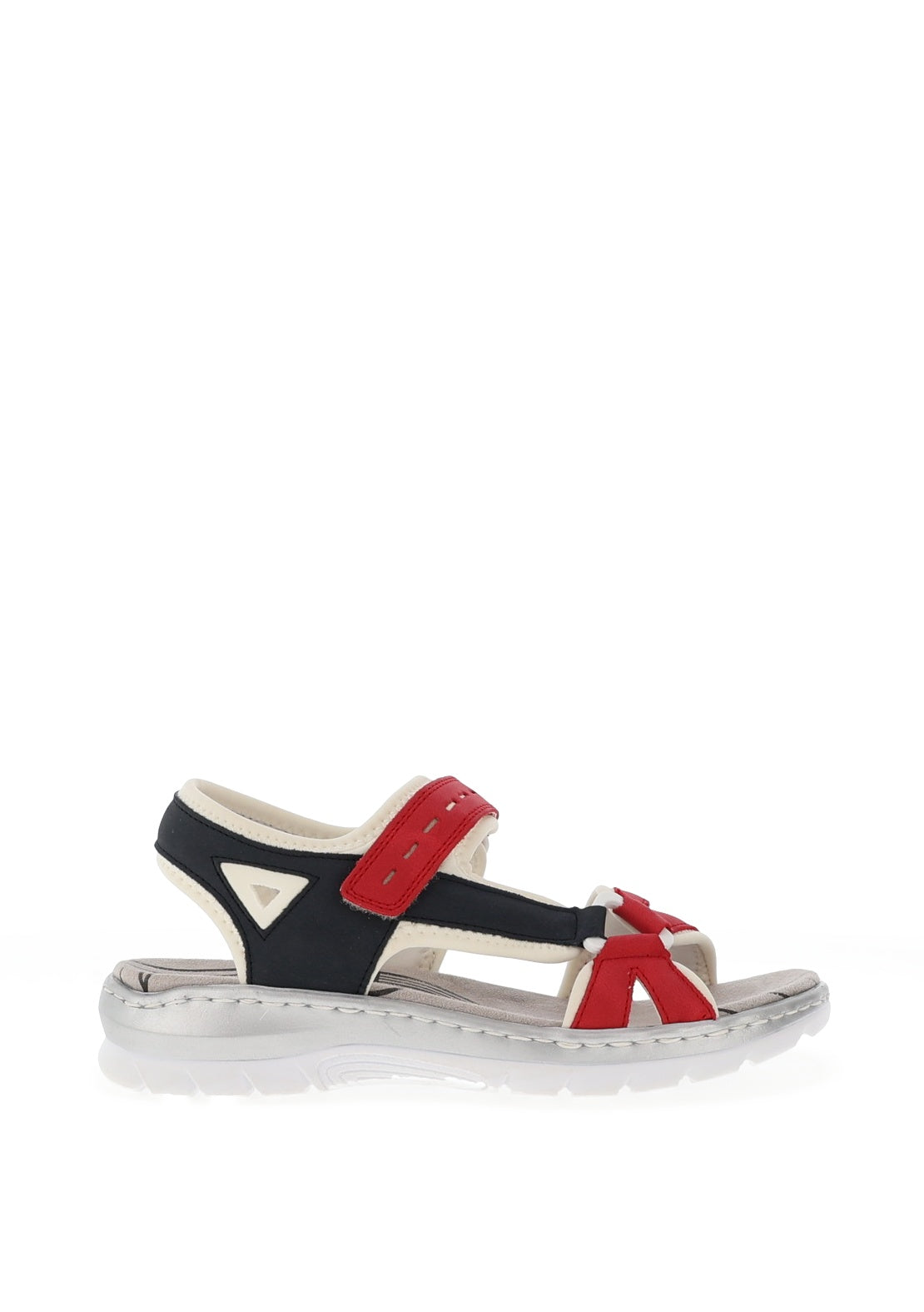 Rieker Womens Velcro Strap Comfort Sandals, Red Multi - McElhinneys