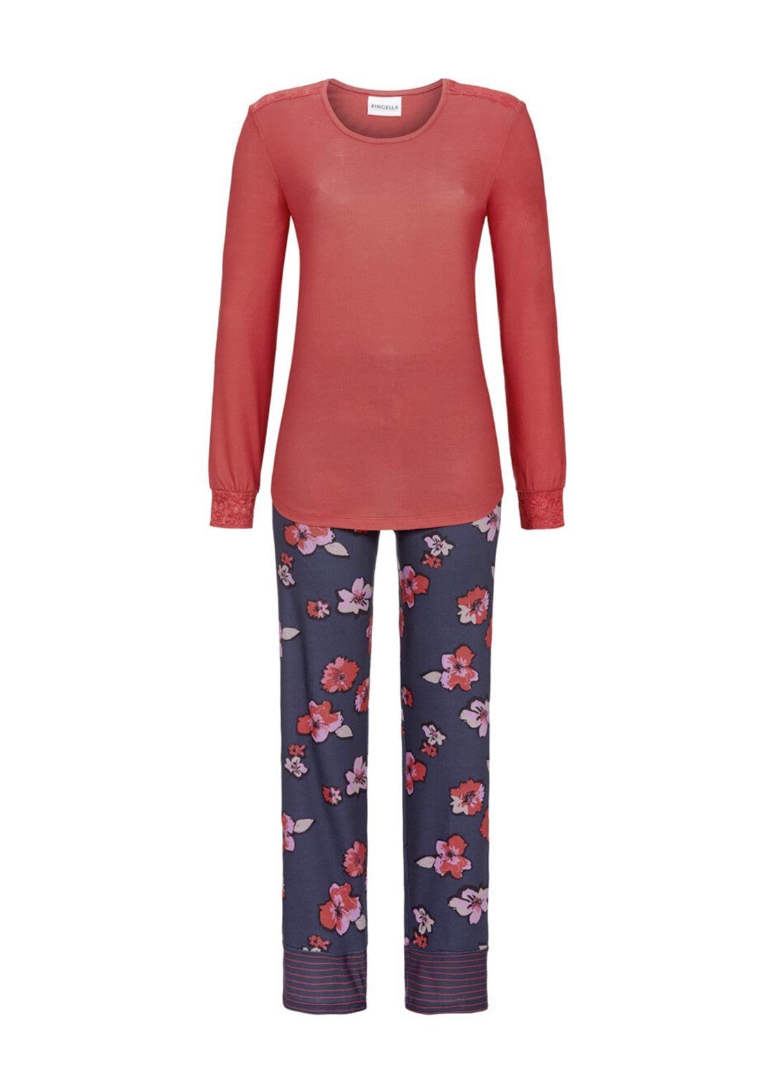 Ringella Floral Print Pyjama Set, Navy Multi - McElhinneys