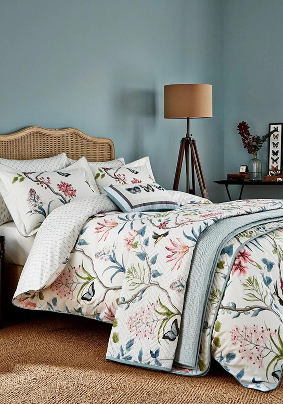 Sanderson Clementine Floral Duvet Cover Set, Duck Egg - McElhinneys