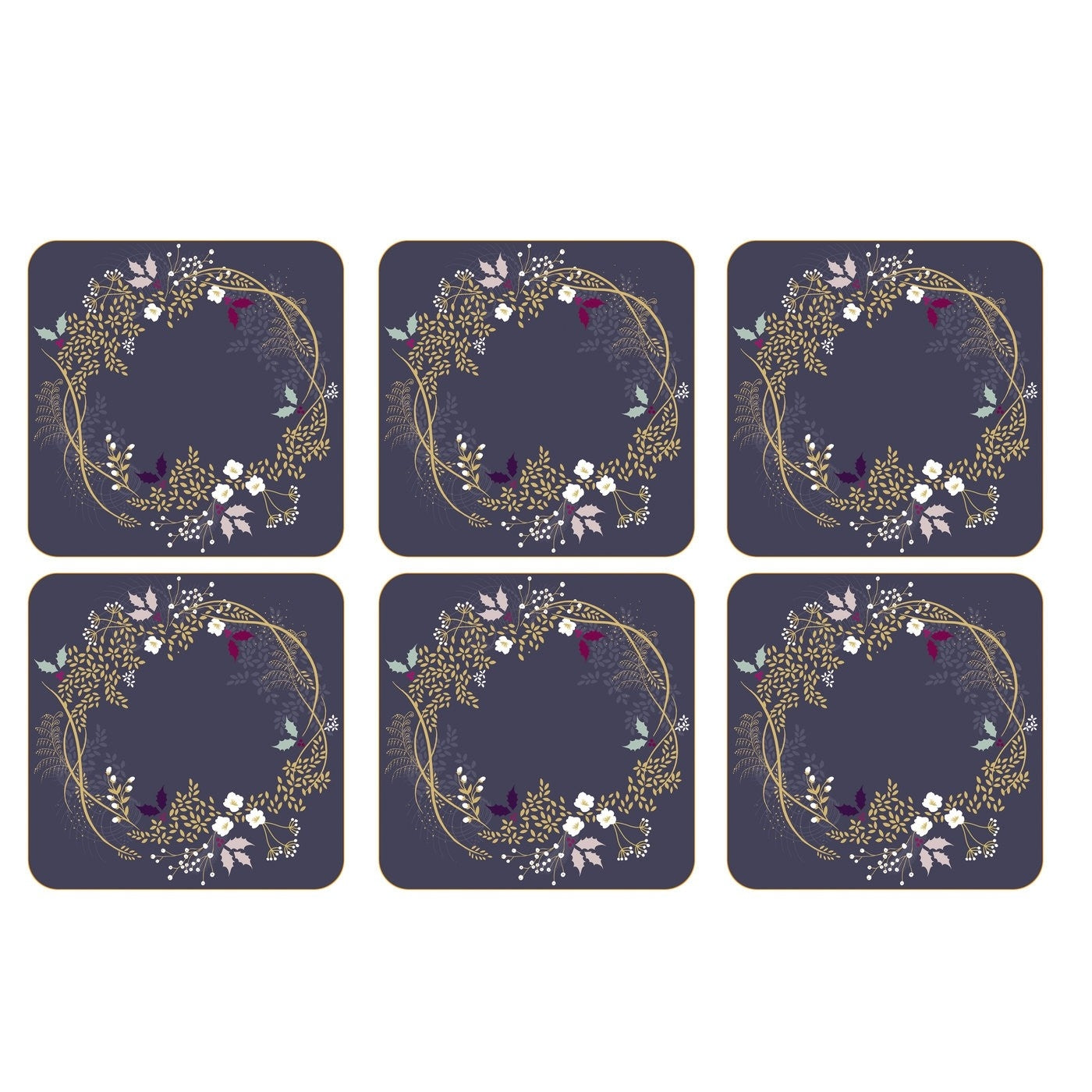 Sara Miller Garland Coasters Set of 6, Purple - McElhinneys