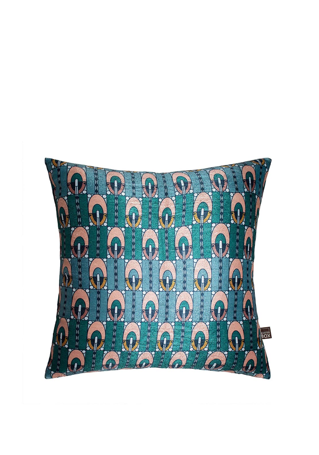 Scatter Box Santos Geometric Pattern Cushion, Green - McElhinneys