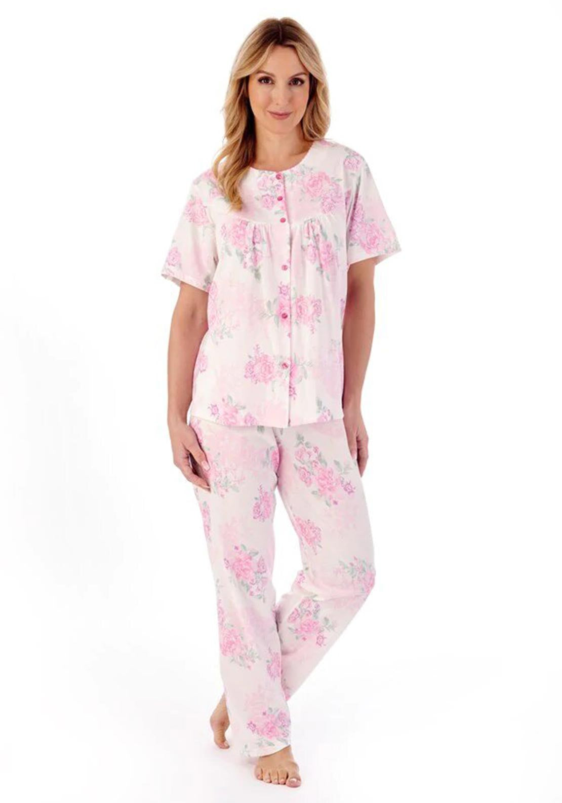Slenderella Peony Rose Pyjamas, Pink - McElhinneys