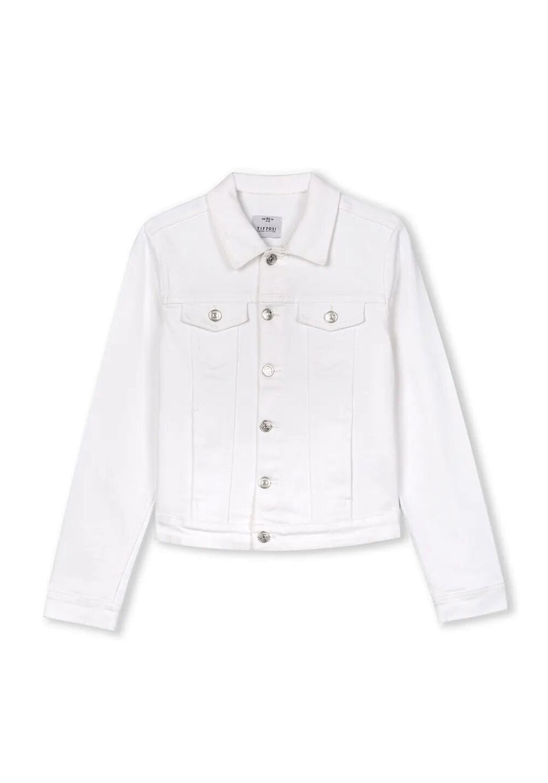 Tiffosi Girl Eleonor Long Sleeve Denim Jacket, White - McElhinneys