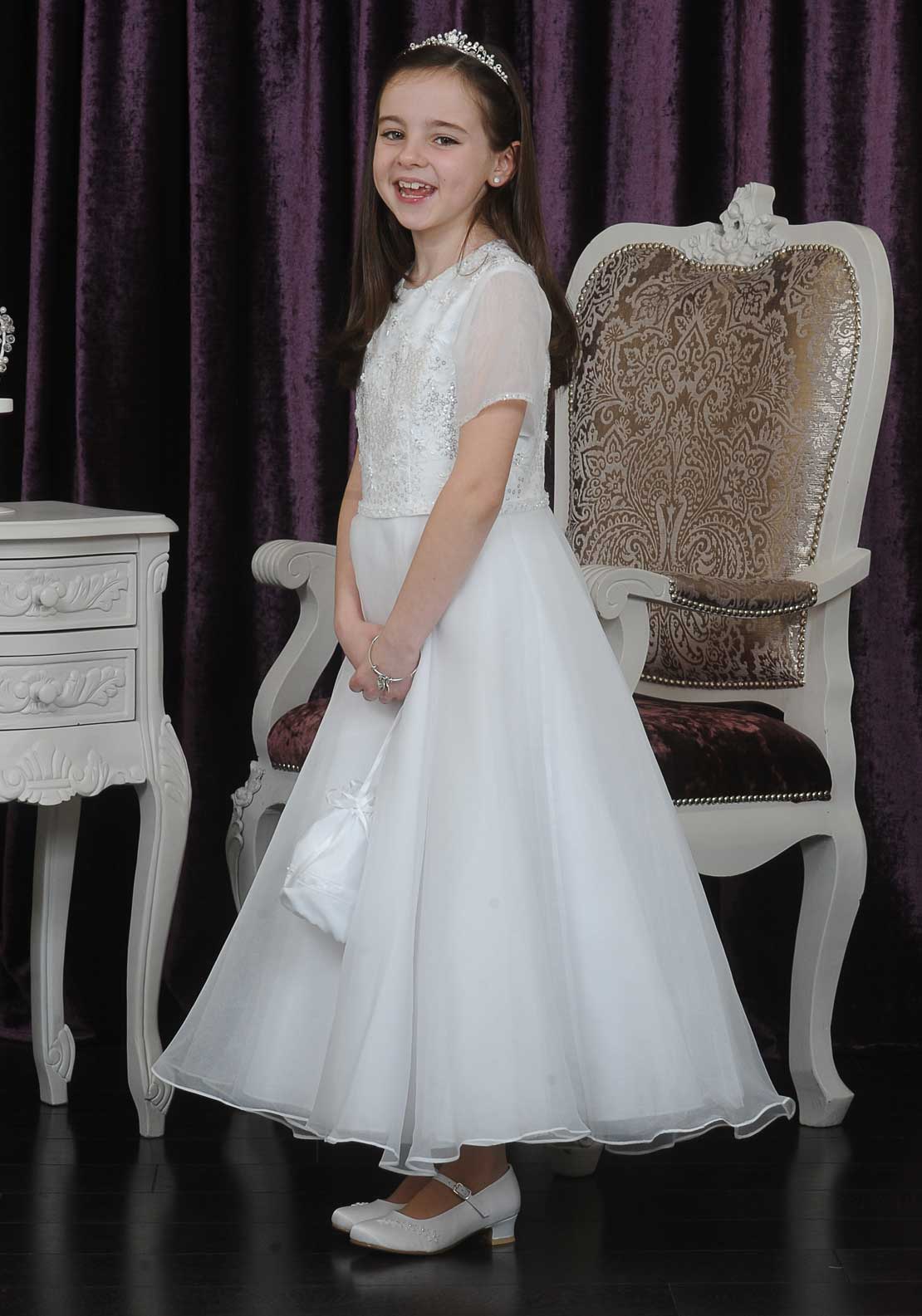 Tinkerbelle Embellished Bodice Communion Dress, White - McElhinneys