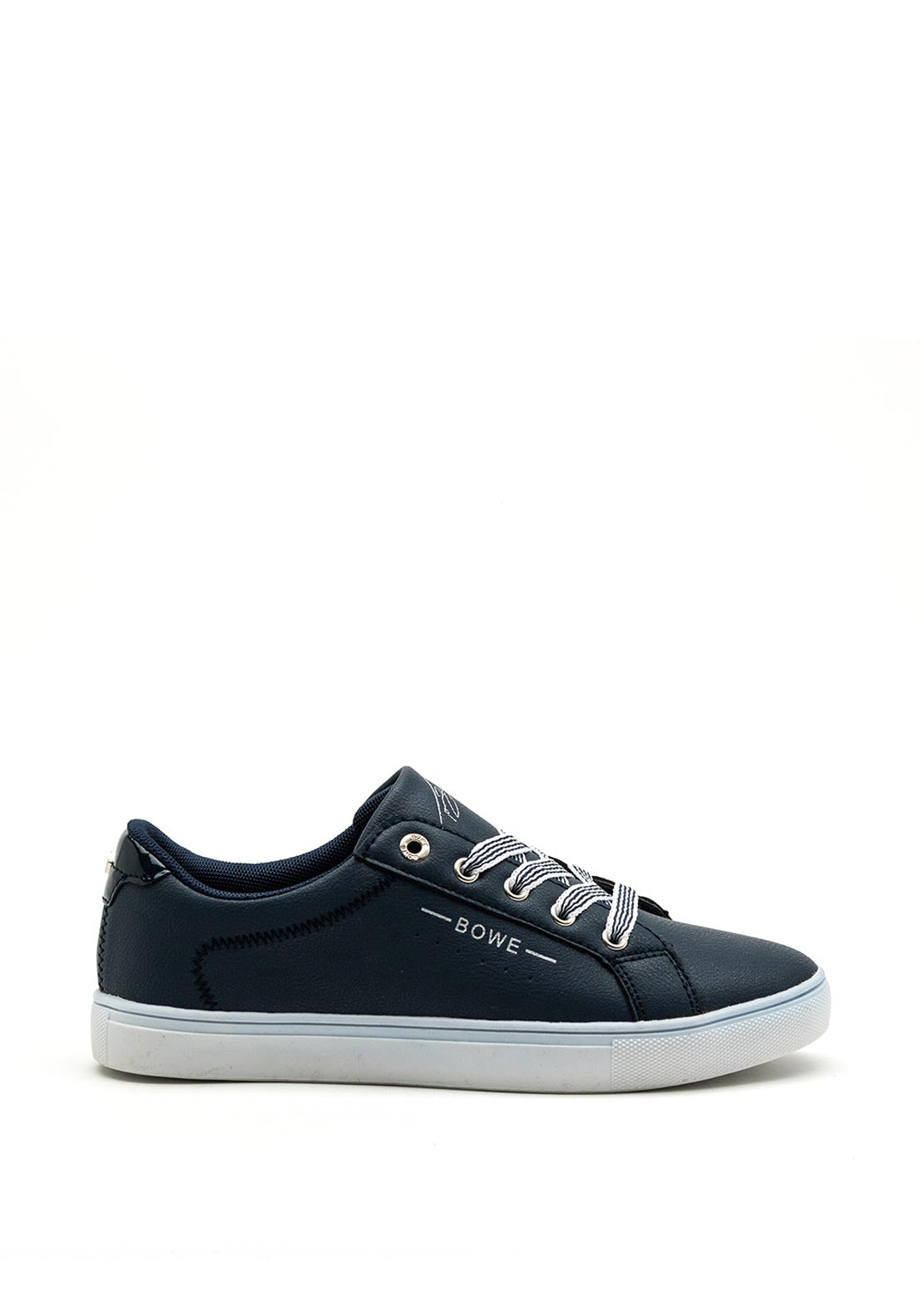 Tommy Bowe Ladies Woodman Faux Leather Trainer, Navy - McElhinneys