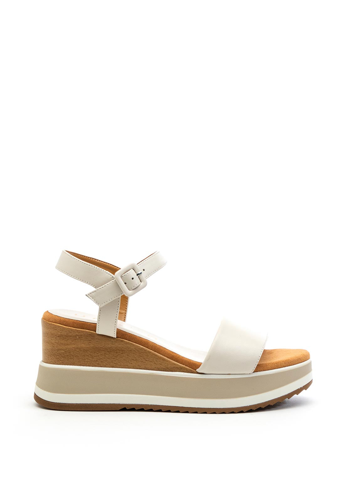 Unisa Kollana Wedge Platform Leather Sandals, Ivory - McElhinneys