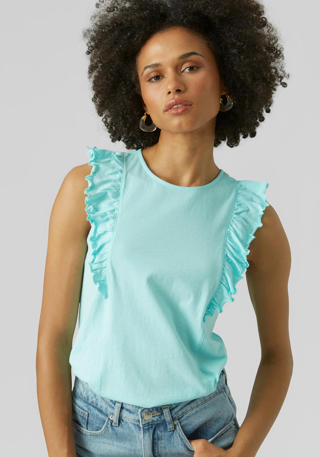 Vero Moda Emily Frill Top, Limpet Shell - McElhinneys