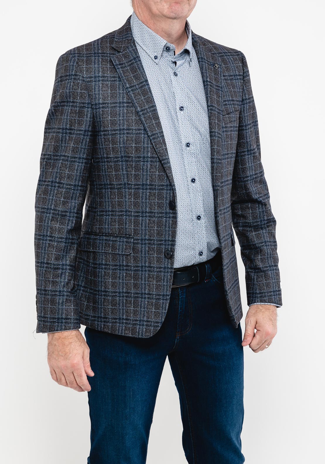 White Label Check Blazer, Grey & Navy - McElhinneys