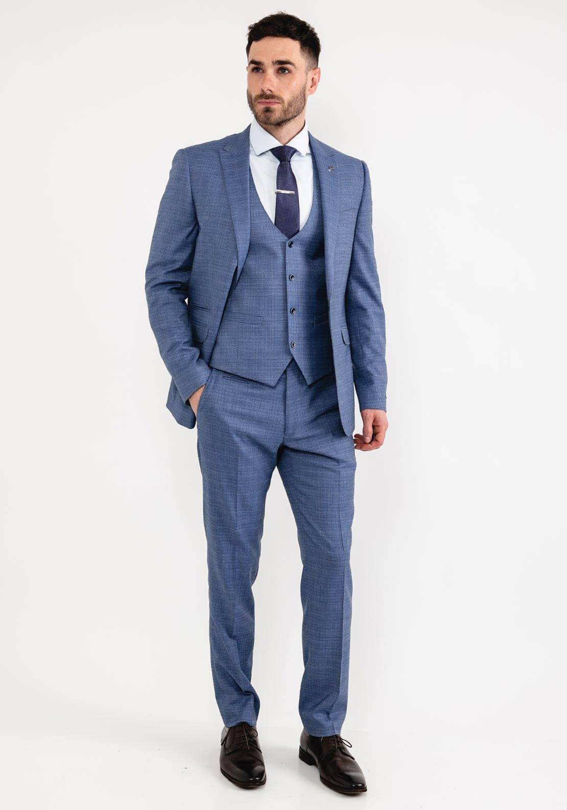 White Label Jacob Tattersall Three Piece Suit, Blue - McElhinneys