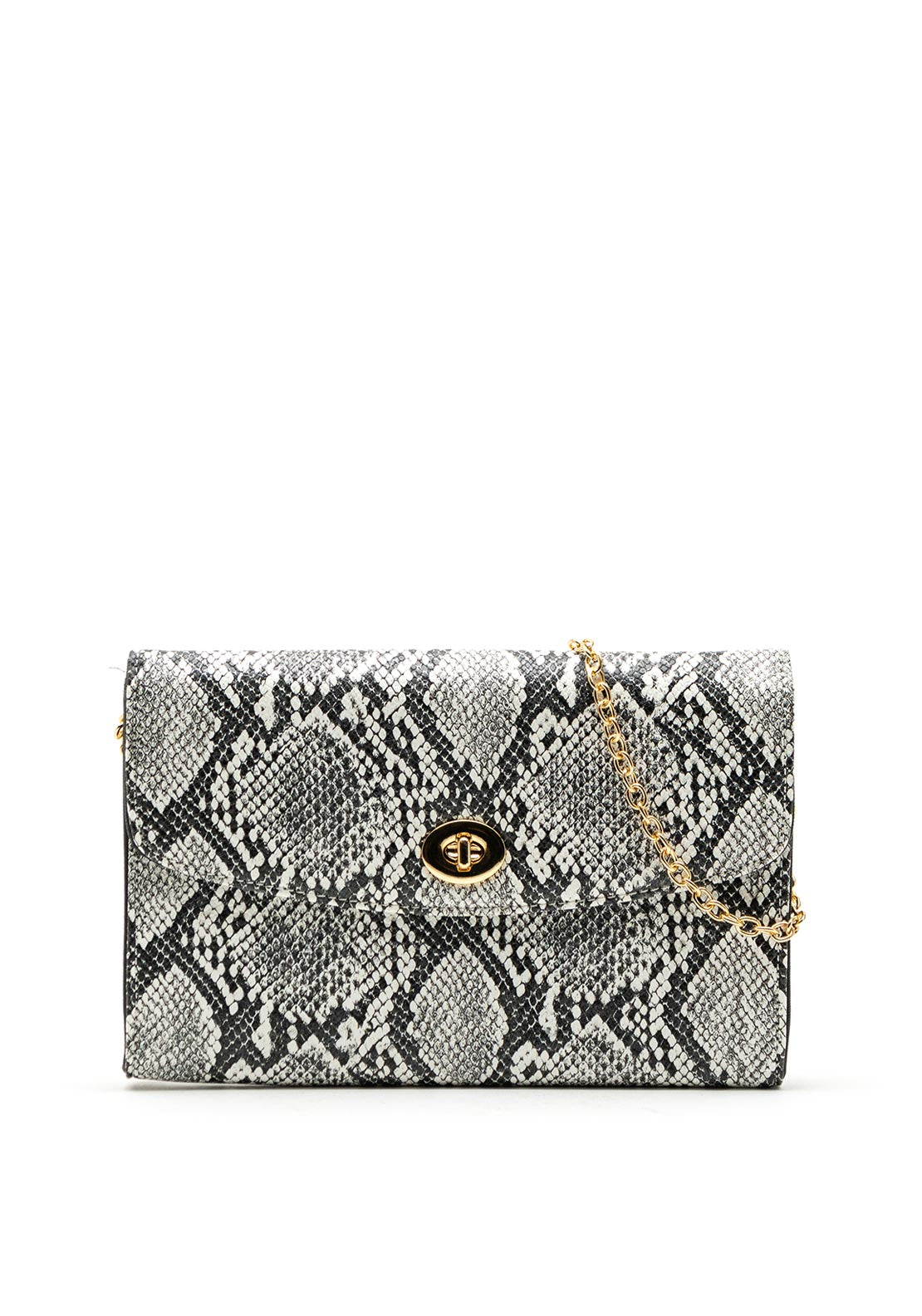 Zen Collection Small Snake Print Clutch Bag, White - McElhinneys